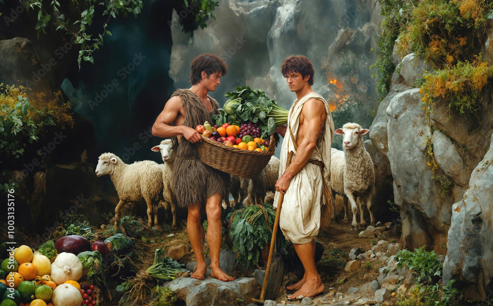 Bible story of Cain and Abel from the book of Genesis. Old Testament ...
