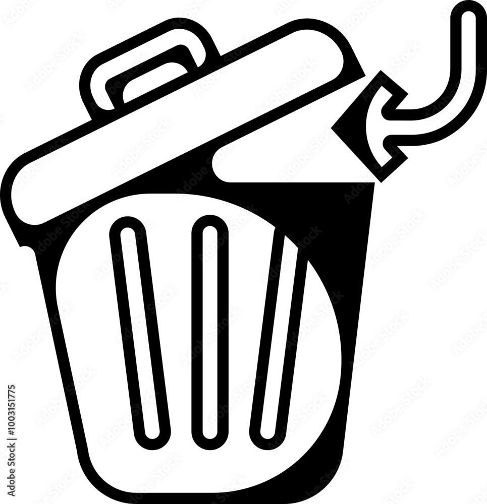 Trash bin Garbage icon in flat line. vector for apps or web trash ...