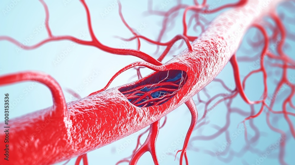 A 3D arteriographic image of the entire vascular system, showing ...