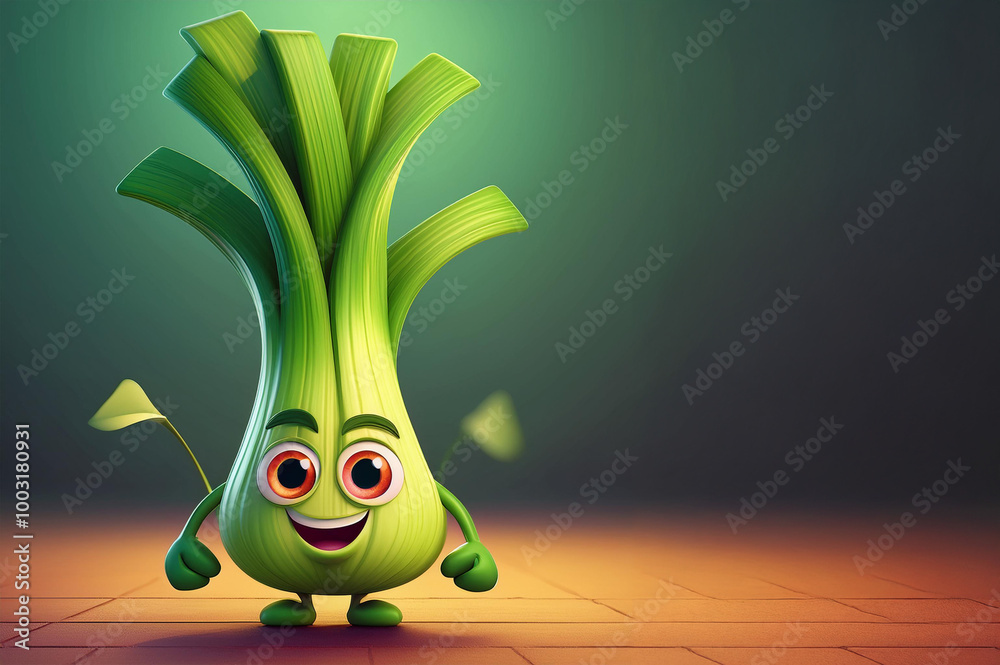 Cartoon Happy Leek Character/ Illustration of a funny happy cartoon ...