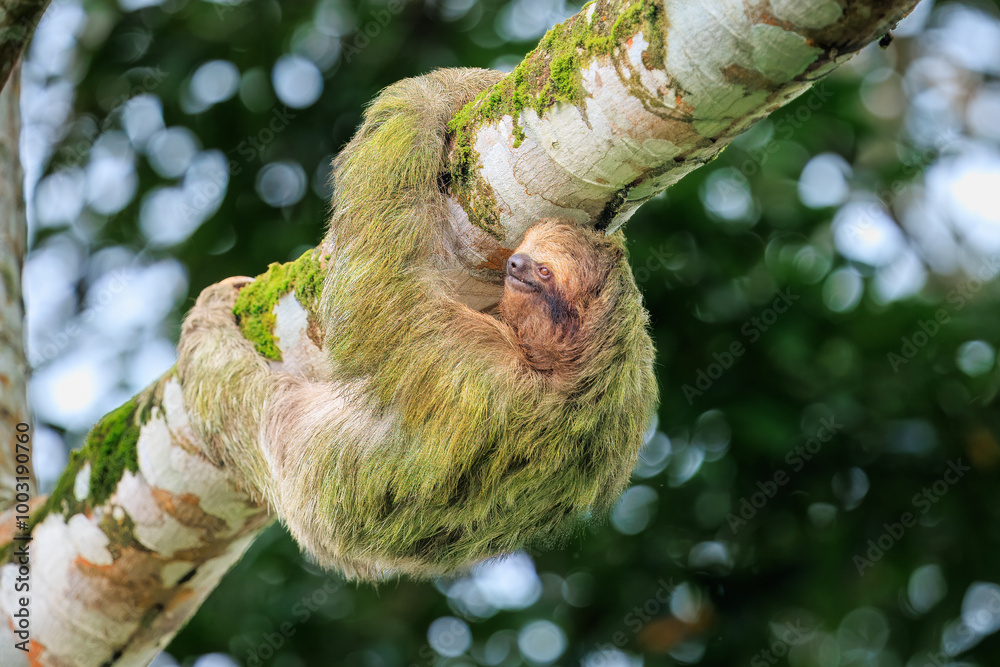 The brown-throated sloth (Bradypus variegatus) is a species of three ...