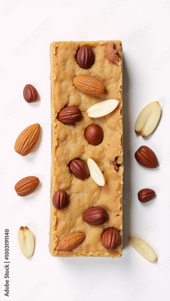 Protein Snack Bar Made From Almonds Nuts Isolated On White Background ...