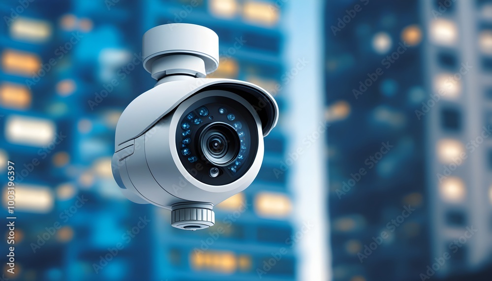 Vigilant surveillance with outdoor CCTV camera monitoring urban ...