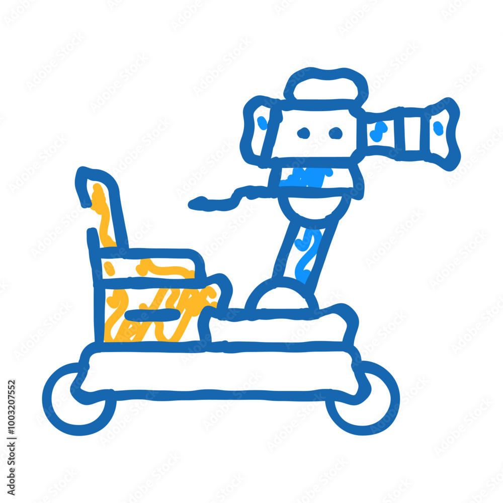 operator cart with video camera doodle icon sketch vector. operator ...