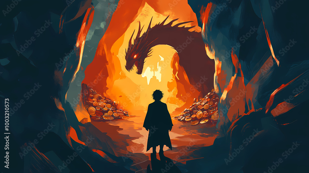 A captivating image of bilbo baggins sneaking through smaug s treasure ...