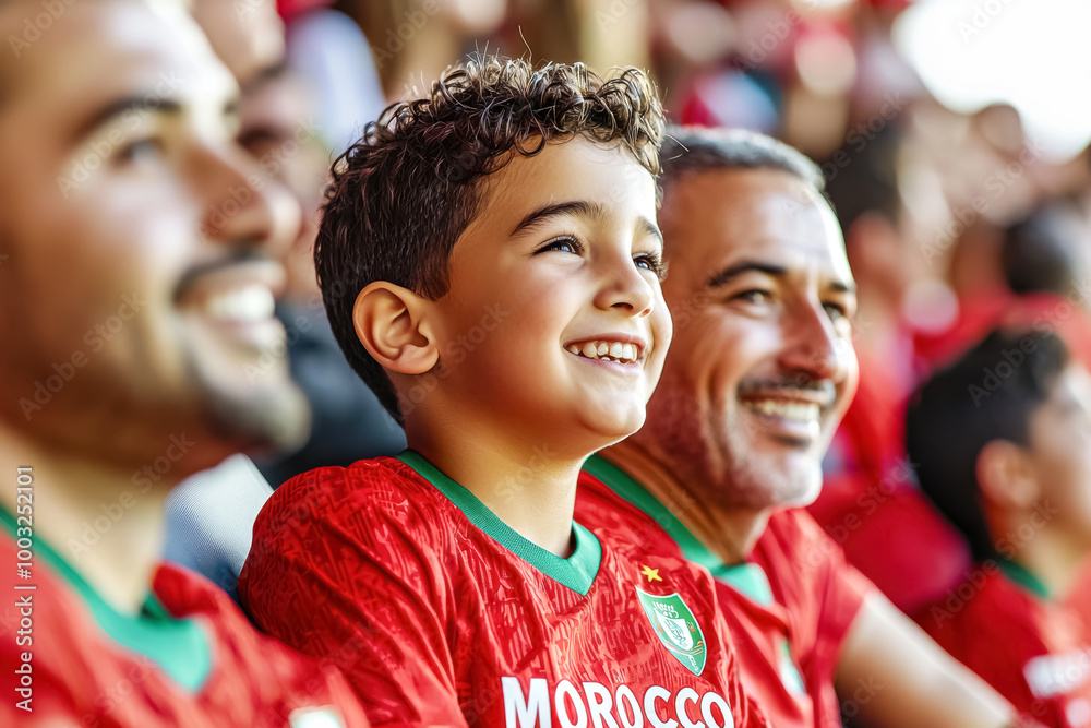 Joyful Boy Watching Game in "Morocco" Jersey. A heartwarming image of a ...