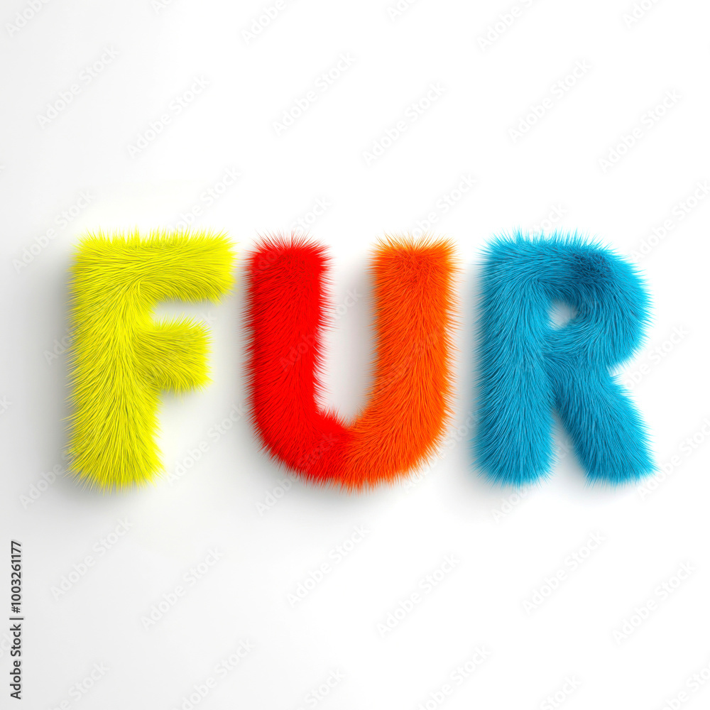 Colorful furry lettering: vibrant text art with bold yellow, red, and ...