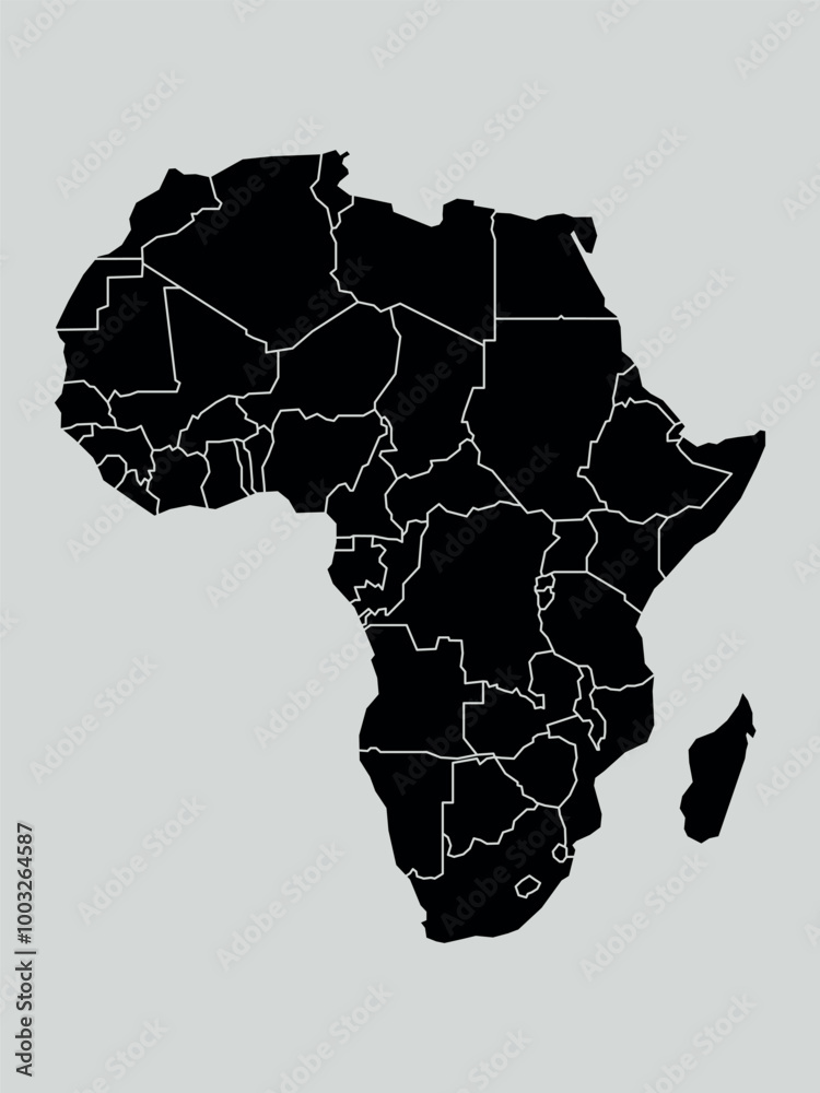 africa map with regions isolated on white background. Map of africa ...