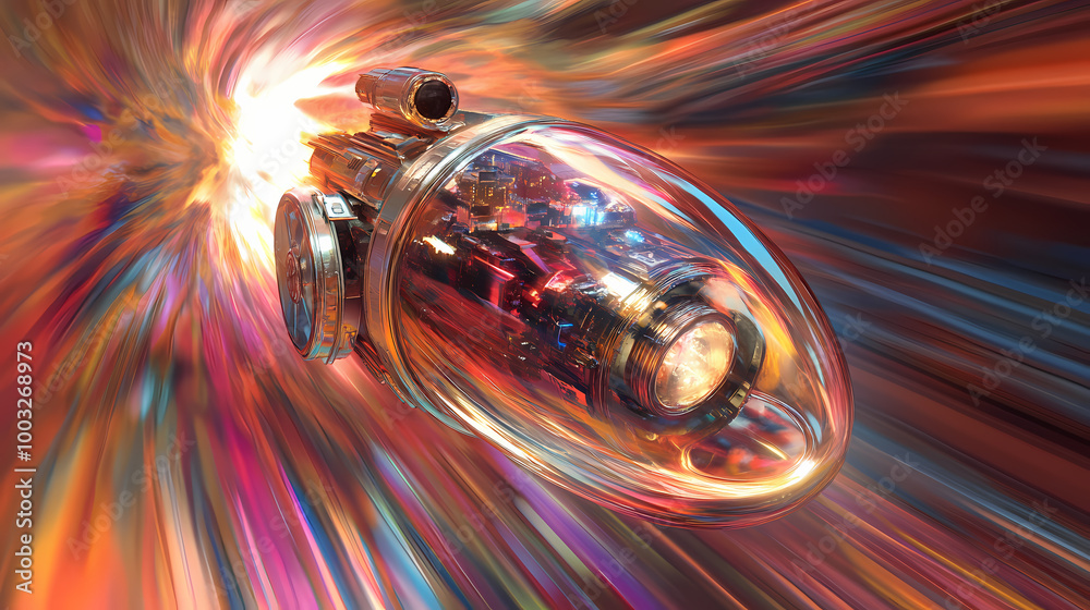 Time travel machine, futuristic time travel machine, a high tech ...