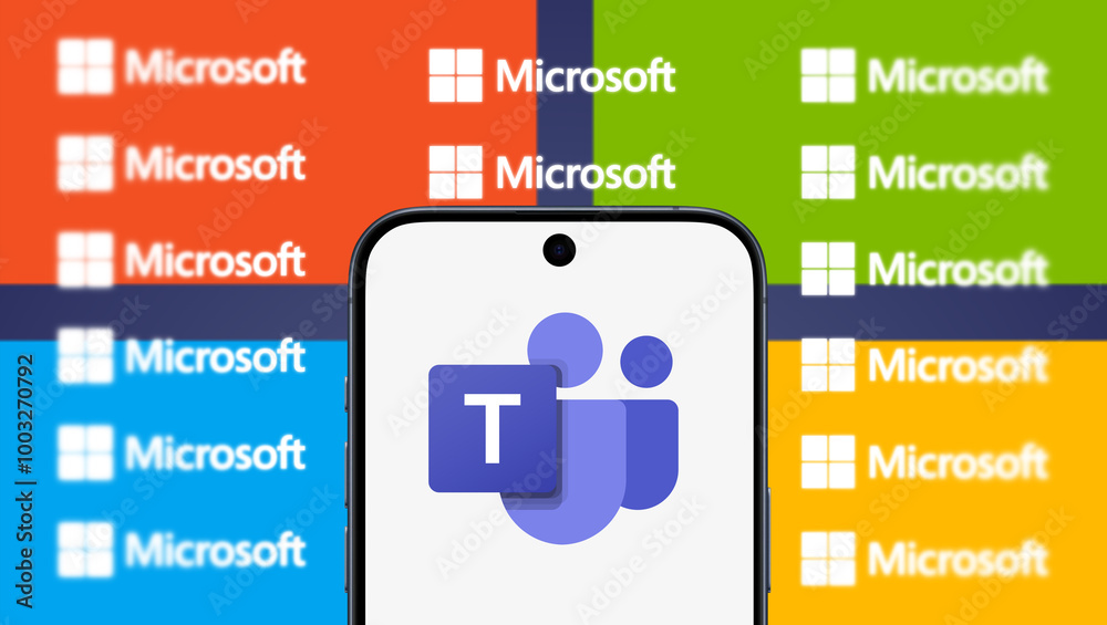 Microsoft Teams Logo displayed on a modern smartphone in front of a ...