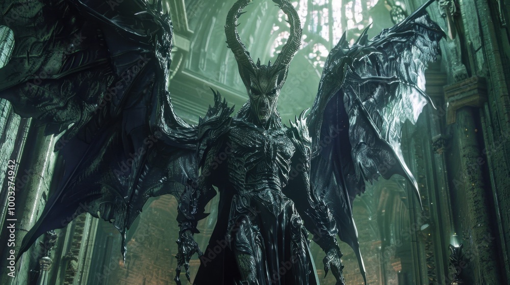 Formidable Archdemon Emerges from Nightmarish Underworld Backdrop in ...