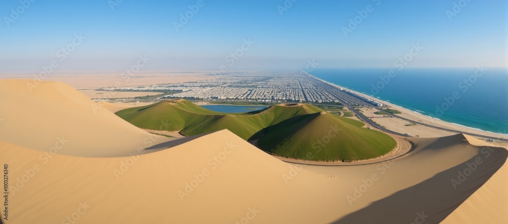 Stunning Saudi Arabian Landscape Mosaic Under Unified Green Sky Celebrates Saudi Arabias