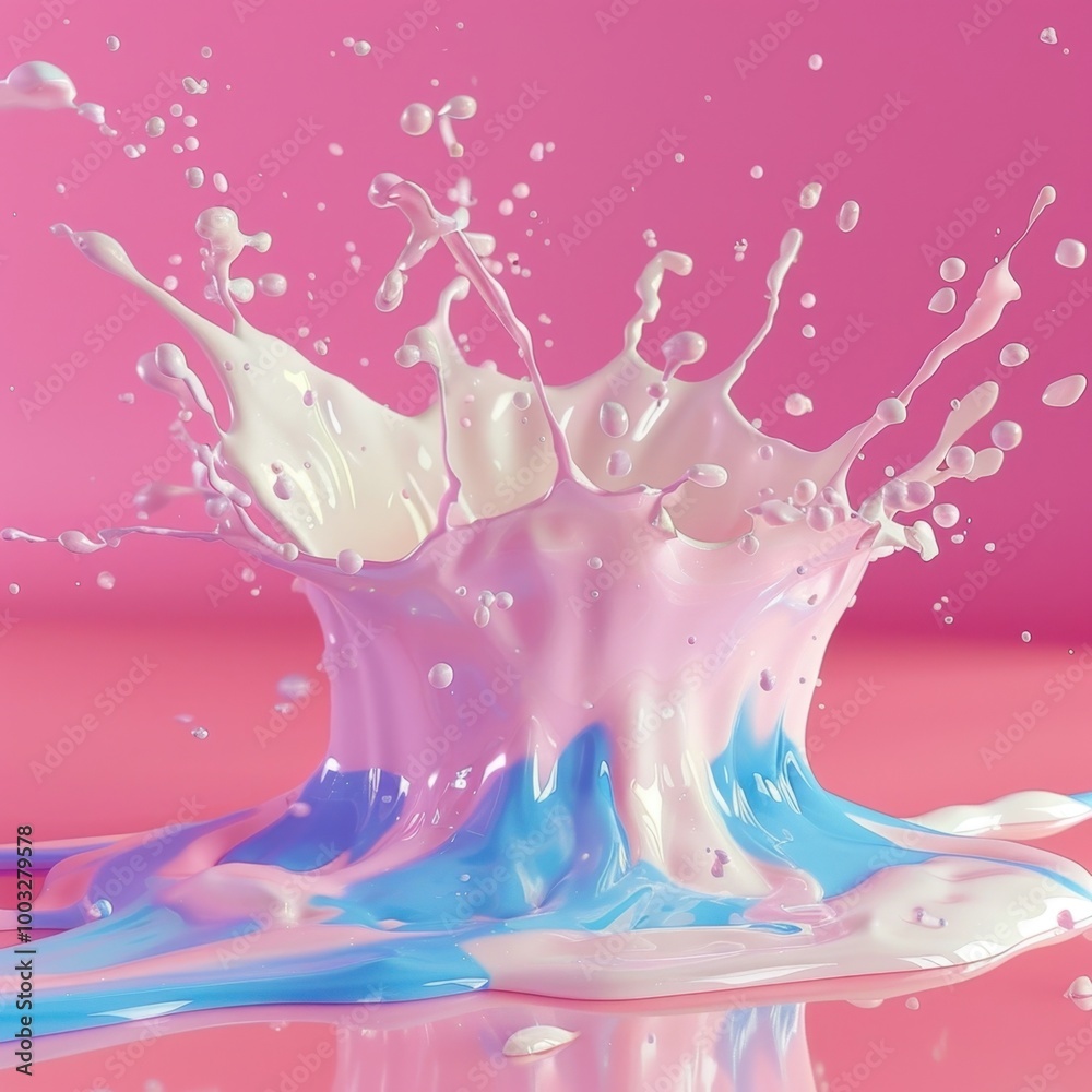 Vibrant 3D Milk Splash in Slow Motion with Pop Art Style and ...