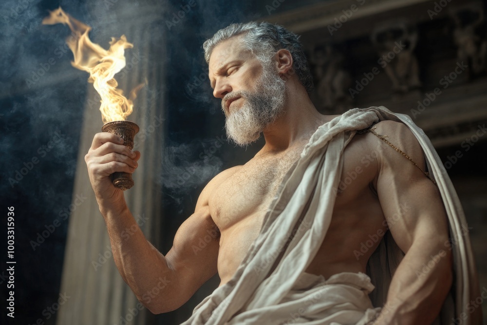 Titan of fire: An illustration of Prometheus, the Greek Titan defiance ...