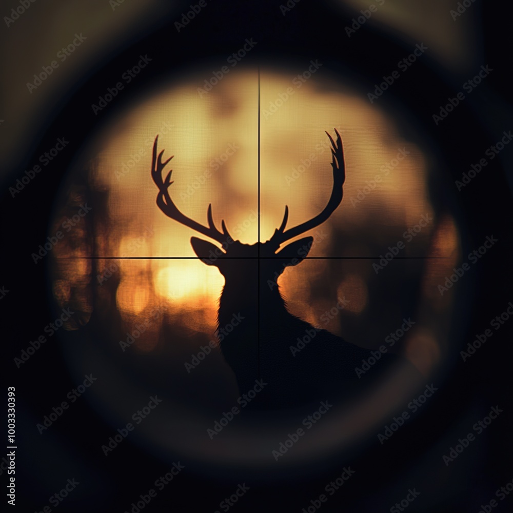 Deer target, hunting sport rifle scope. Deer silhouette with big ...