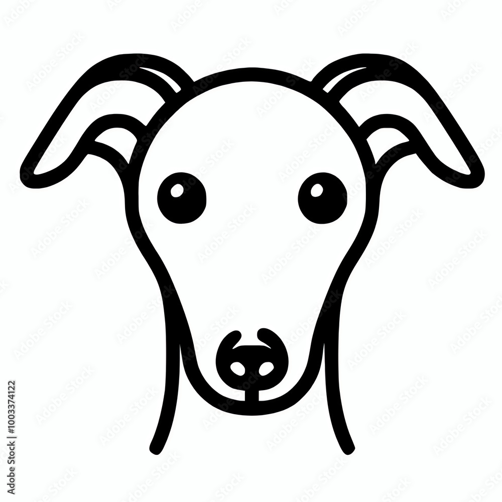 Whippet dog head vector illustration silhouette icon symbol mascot line ...
