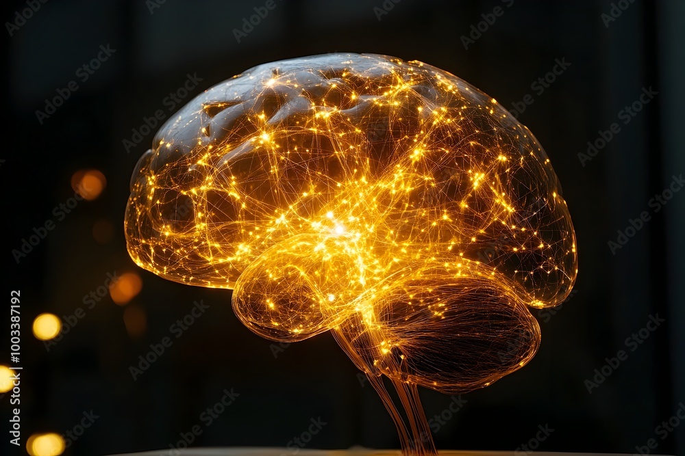Glowing Brain A Luminous Neural Network Visualizing the Power of Intelligence and the Complexity ...