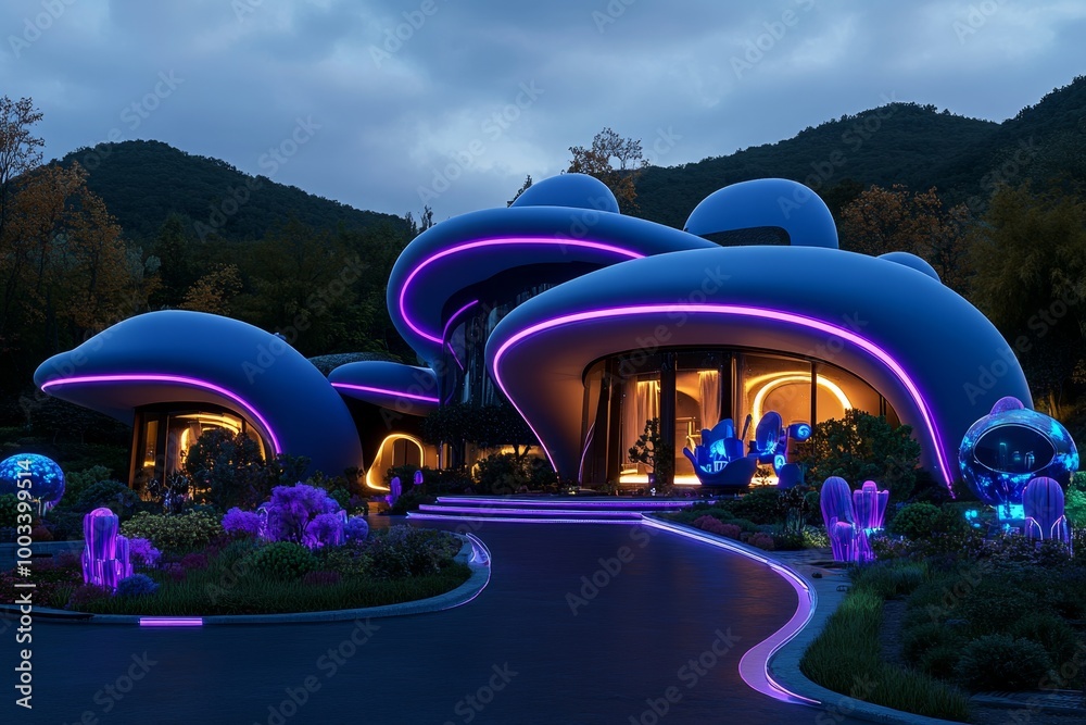 A futuristic magical city powered by glowing technology, where ...