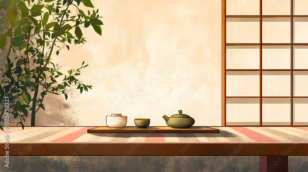 Traditional japanese tea ceremony in an elegant setting with highly ...