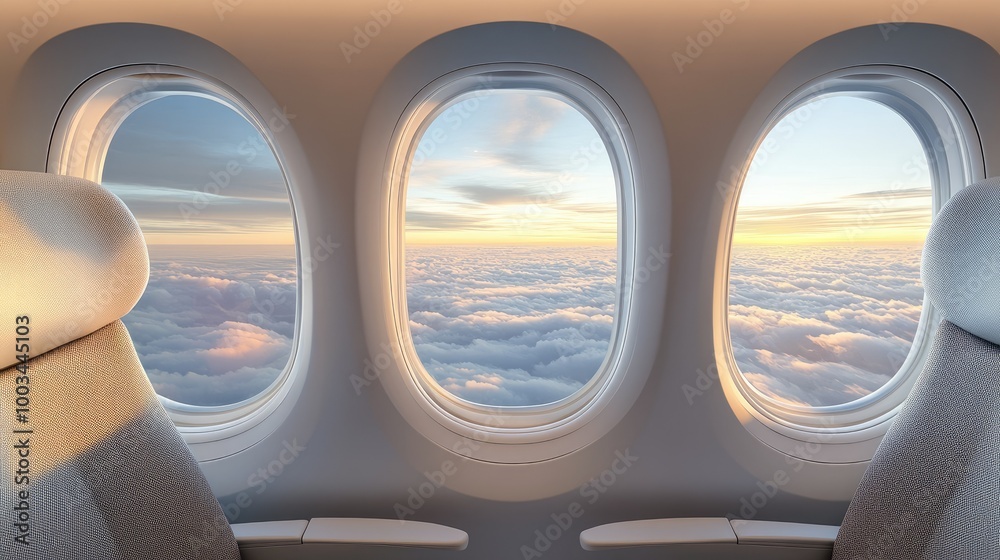 Airplane window template featuring both the interior cabin seat and a ...