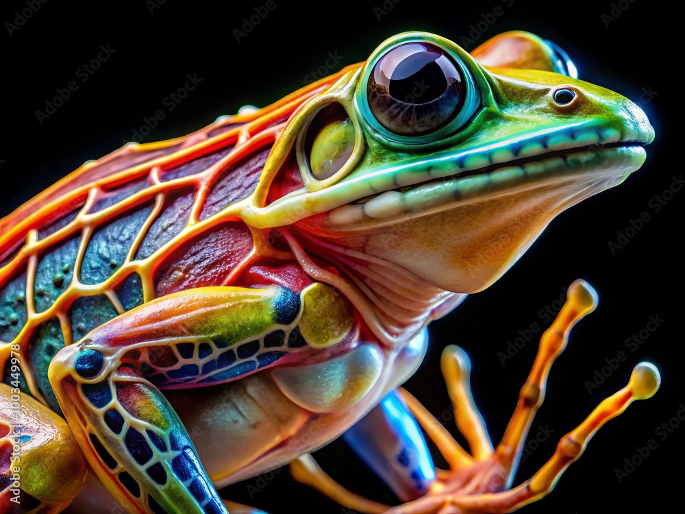 A detailed close-up of frog bones reveals intricate structures and ...