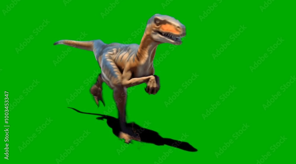 A dynamic dinosaur animation on a green screen background in 4K ...