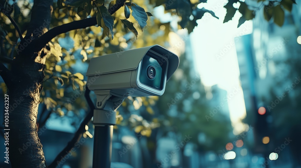Outdoor security camera in city environment. Outdoor security camera ...