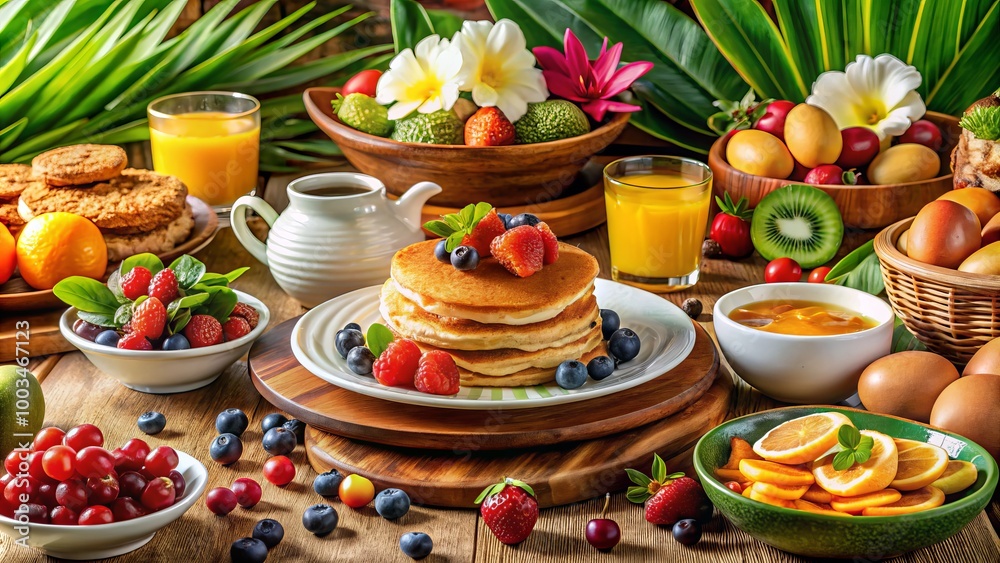 Enjoy a traditional Hawaiian breakfast featuring fresh tropical fruits ...