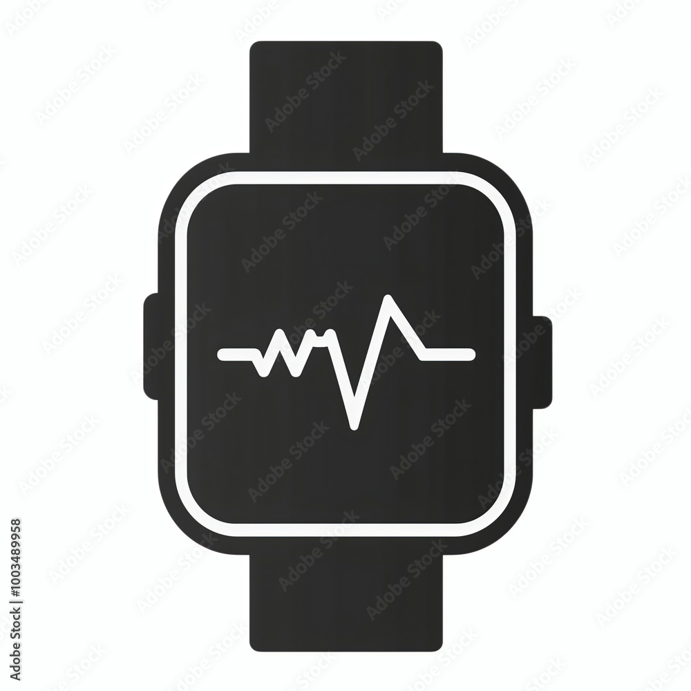 Smartwatch displaying a pulse of a heartbeat icon symbol vector ...