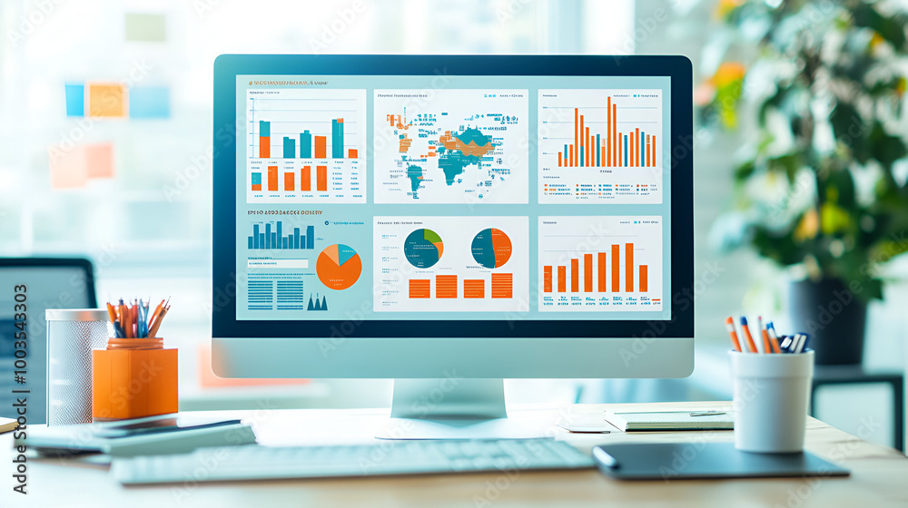 Business analysts use computers and dashboards for data business ...