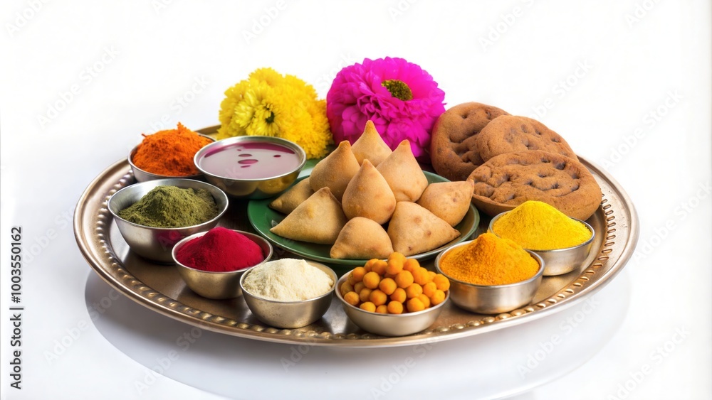 Holi Festival Feast: A Colorful Spread Featuring Samosa, Kachori, Laddu ...