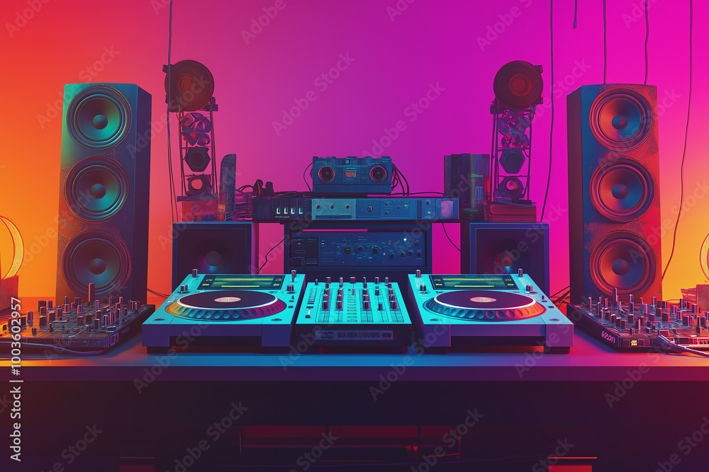 Party Ready: A Professional DJ Setup with Powerful Speakers and ...