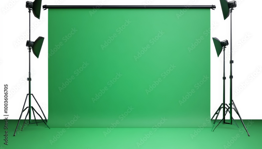 AI-generated image featuring a green screen stand with a transparent ...