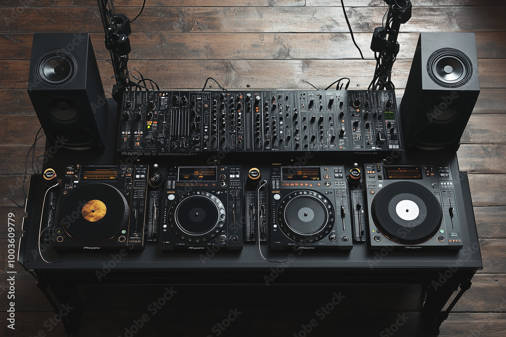 Professional DJ Setup with Powerful Speakers and Turntables for Live ...