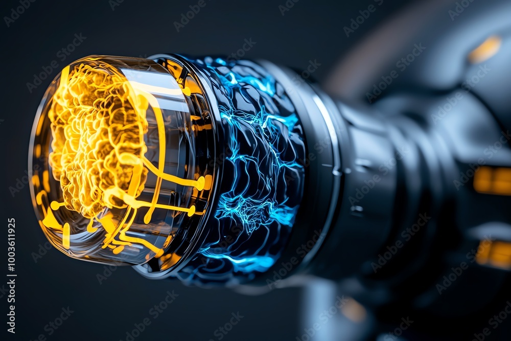 The auditory nerve in focus, showing the pathway of sound information ...