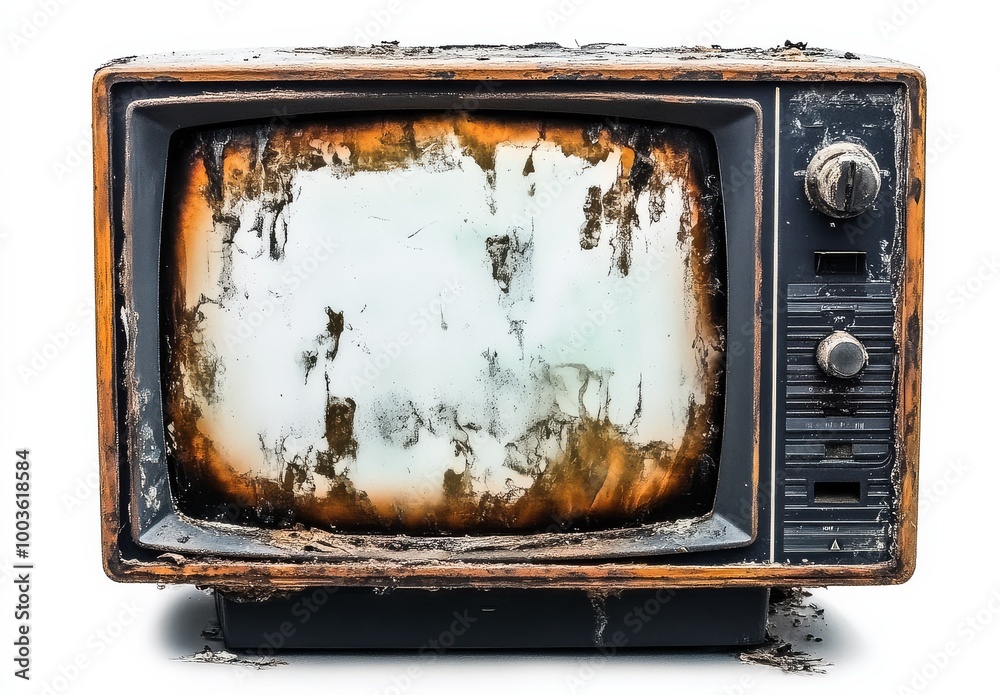 ภาพประกอบสต็อก Electronic device featuring visual damage, captured in ...