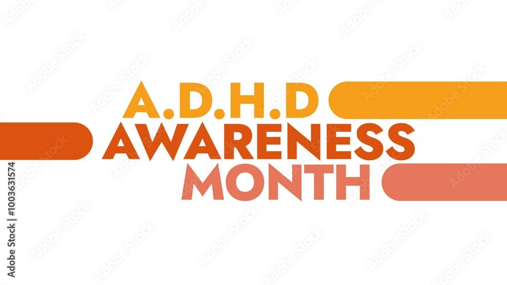 ADHD Awareness Month colorful motion graphics seamless loopable text ...