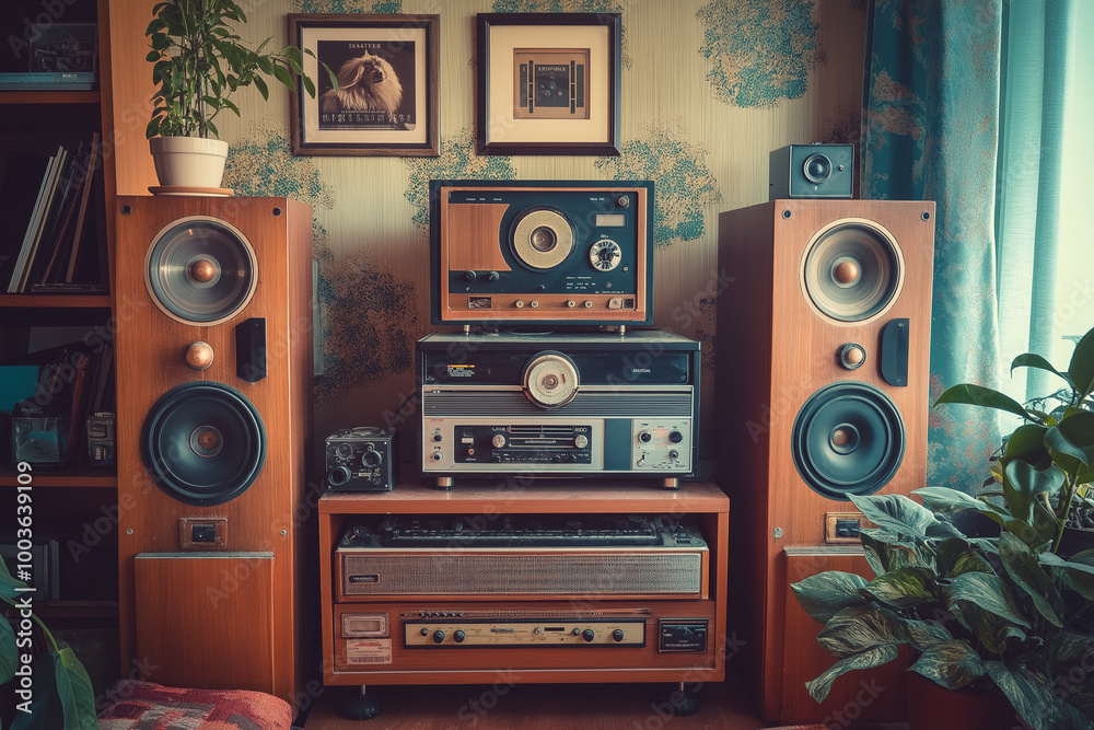 Vintage Audio System with a Reel-to-Reel Tape Deck and Classic Design ...
