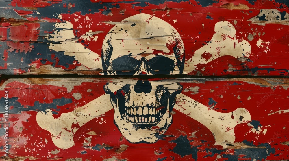 Skull and bones danger sign, keep out. Jolly Roger pirate badge. Vector ...