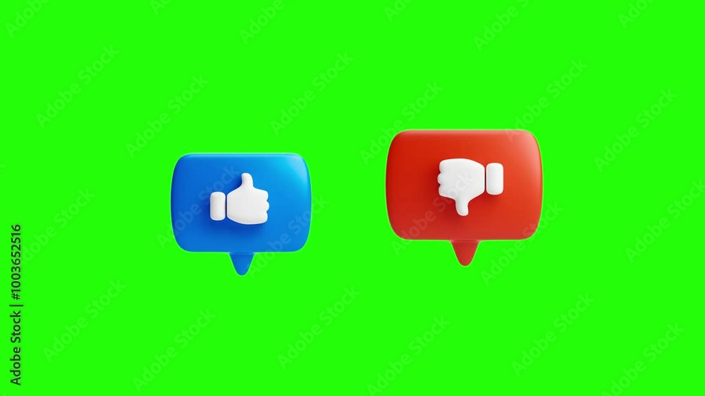 3d like and dislike button animation on green screen. Green screen ...