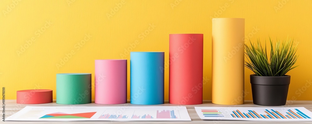 In-depth economic analysis, printed charts and graphs on a conference ...