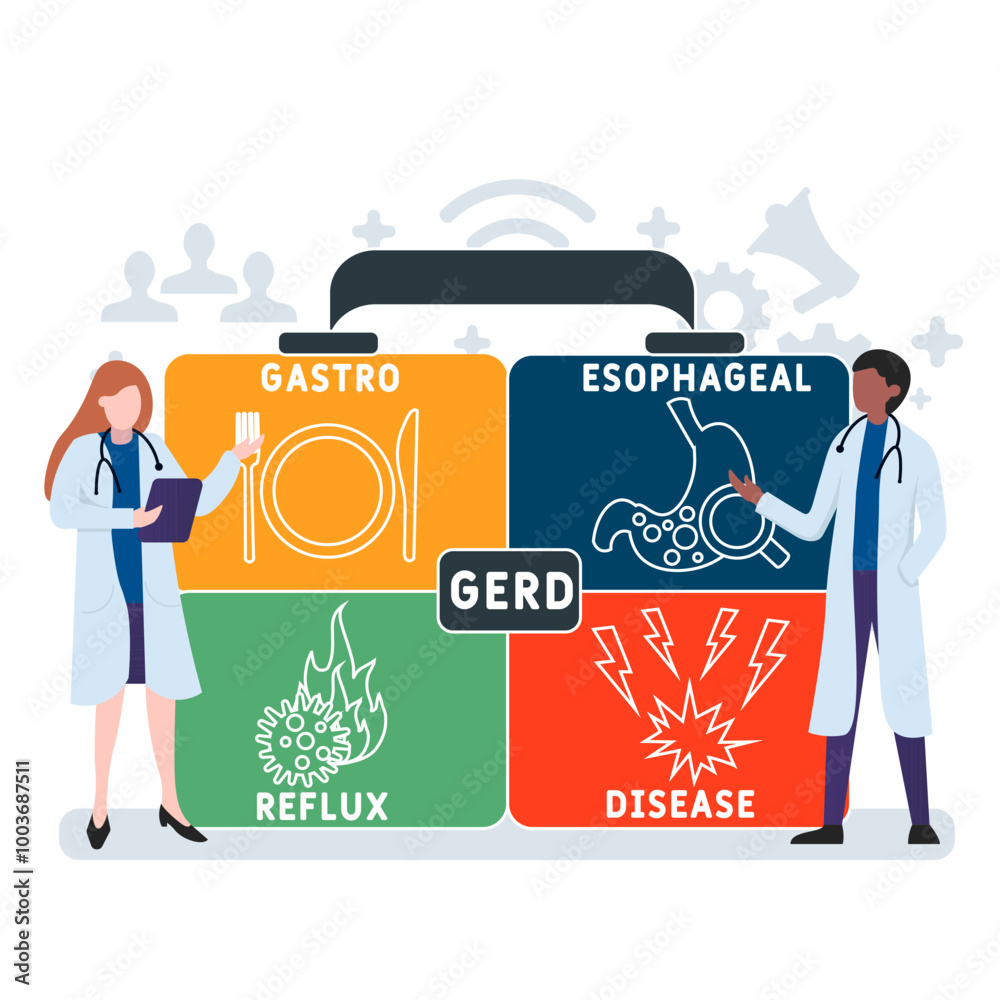 GERD - Gastroesophageal Reflux Disease acronym. medical concept ...