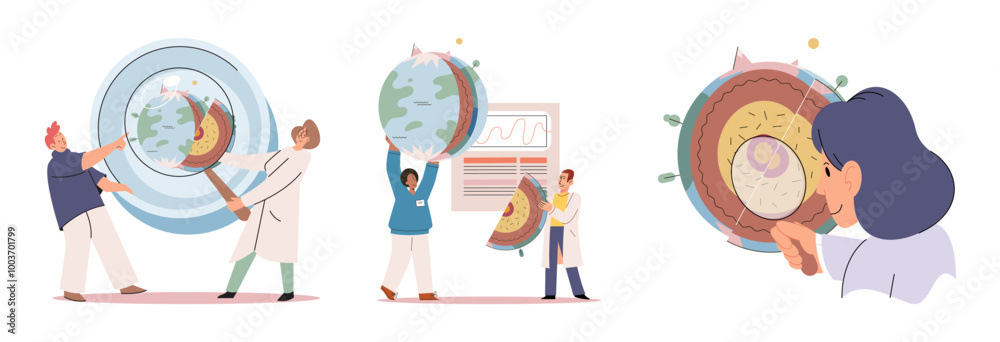 Scientific research. Vector illustration. Development new projects and ...