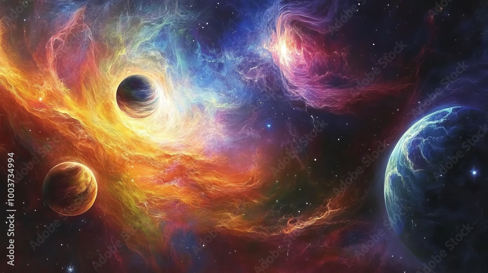 An artist's view of our solar system showcases a vibrant array of ...