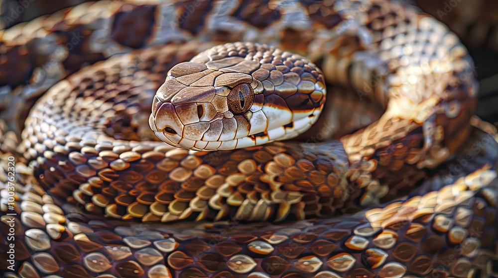 Bull Snake a subspecies of the Gopher Snake coiled in defensive posture ...