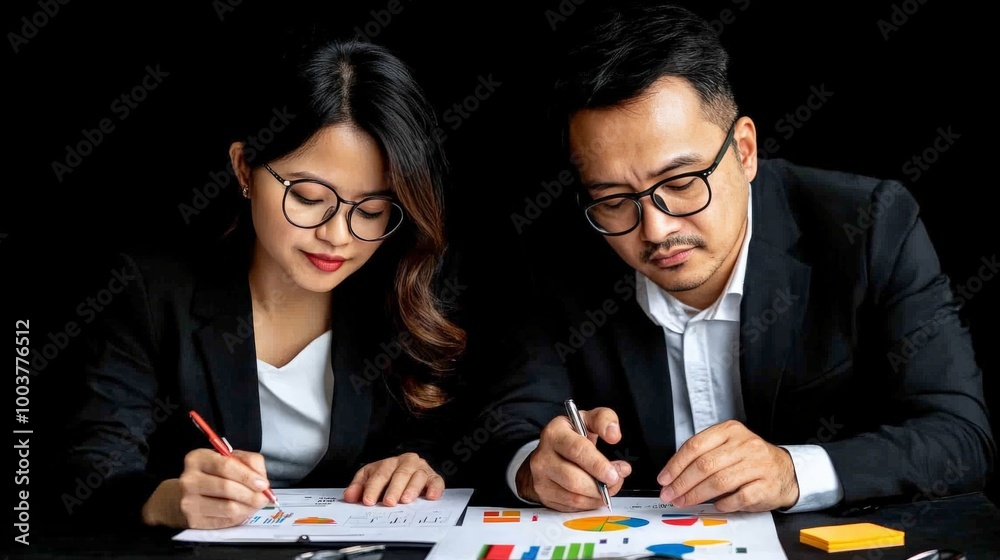 Strategic Collaboration: A focused duo of business professionals ...