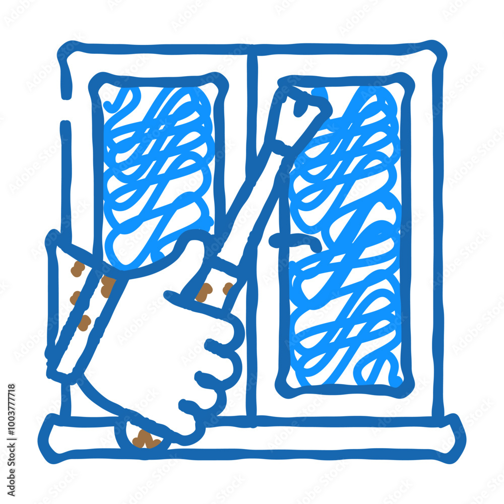 window frame repair doodle icon sketch vector. window frame repair sign ...