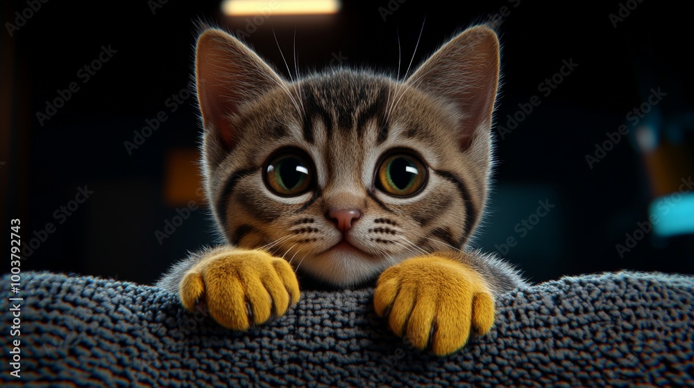 Curious Kitten in Yellow Mittens: A playful, heartwarming image ...