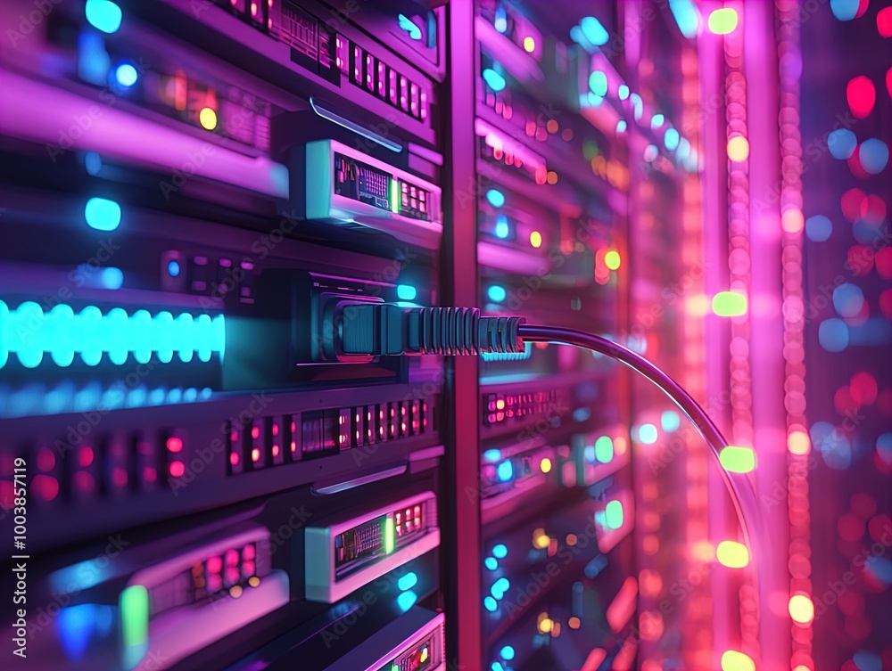 Dynamic Server Room Poster: A Stunning Visual of Blinking LEDs and a ...