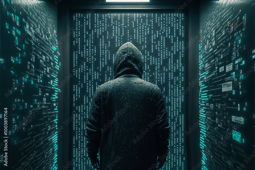 The concept of cyber security, hacking and espionage, technological ...